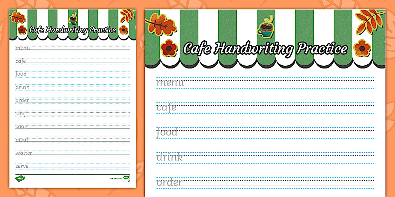 Autumn Market-Themed Cafe Handwriting Practice - Twinkl