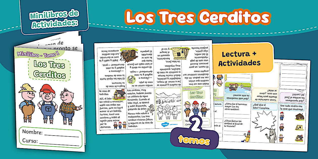 Minilibro |Tres Cerditos| Cuento| Comprensión |Escritura |1°