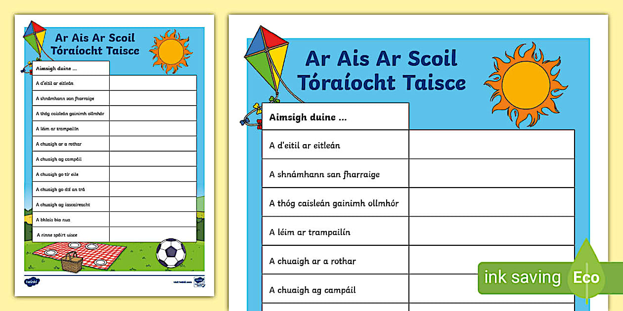 Ar Ais Ar Scoil Tóraíocht Taisce (teacher made) - Twinkl