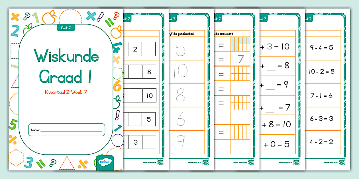 Graad 1 Wiskunde Aktiwiteitsblaaie – Kwartaal 2, Week 7