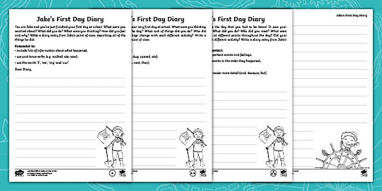 Jake's First Day Diary Writing Differentiated Worksheets