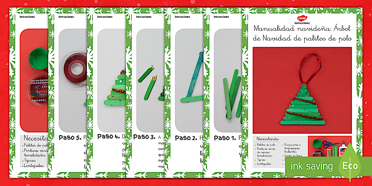 Manualidad navideña: Árbol de Navidad de palitos - Twinkl
