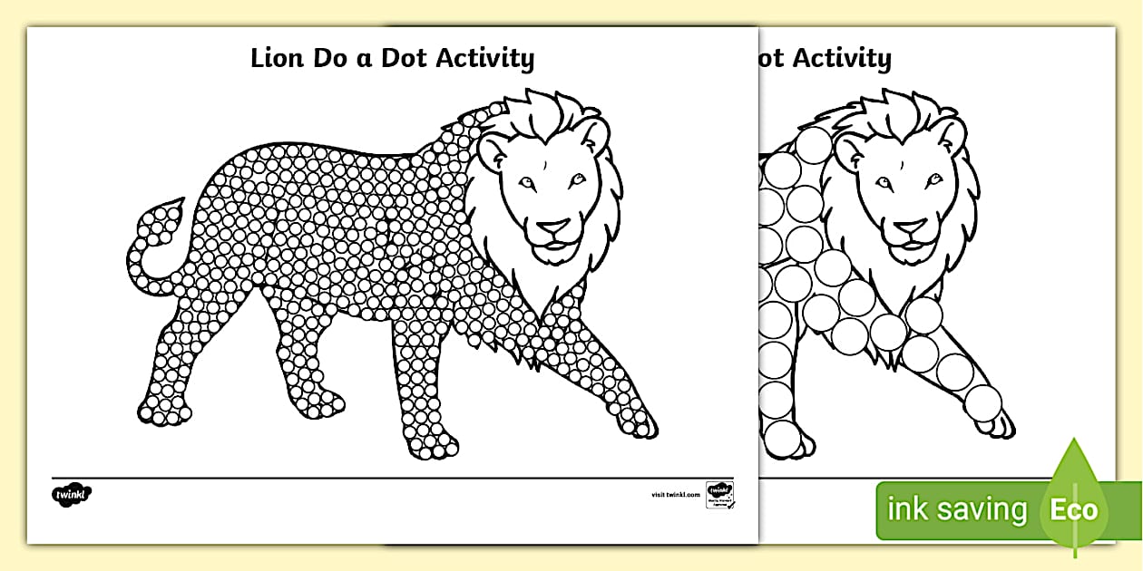 Lion Do a Dot Activity (teacher made) - Twinkl