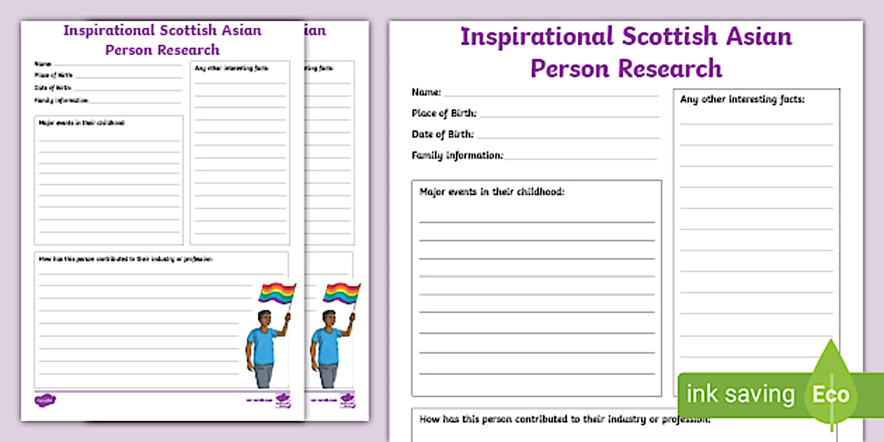 Inspirational Scottish Asian Person Research (teacher made)