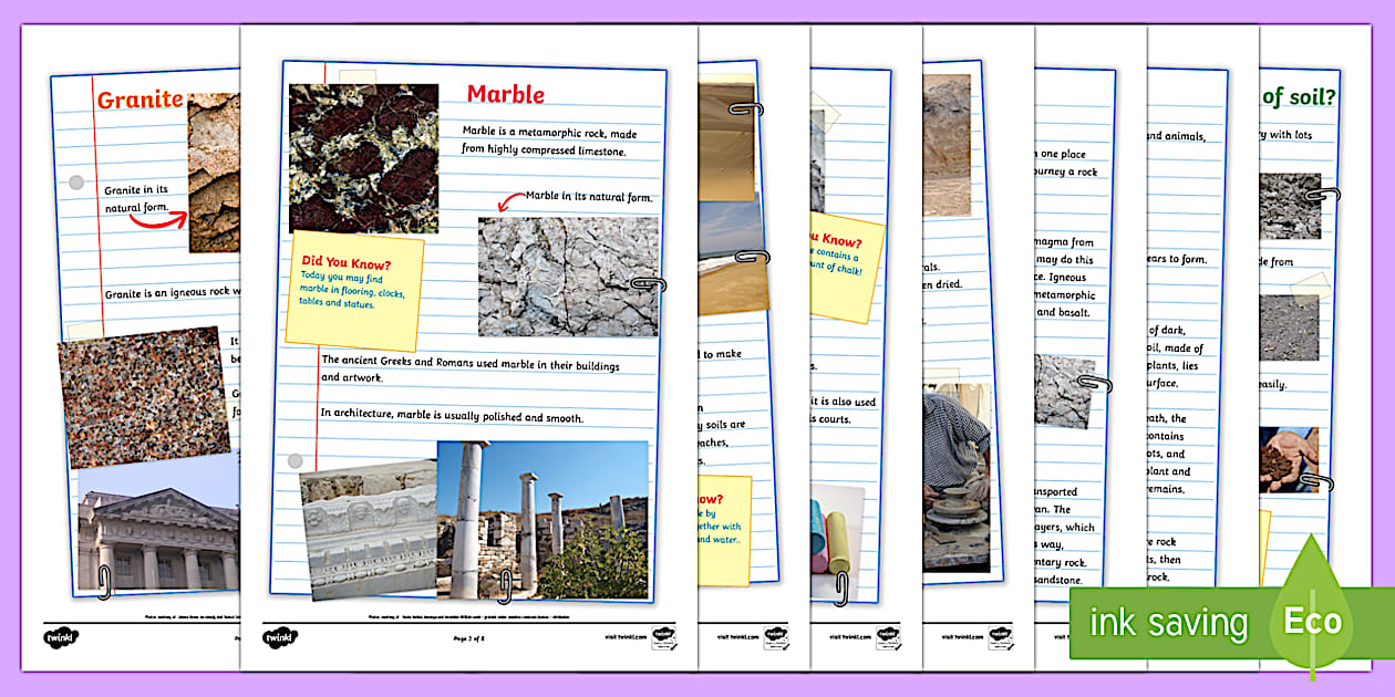 KS2 Rocks and Soils Fact Pages - Twinkl