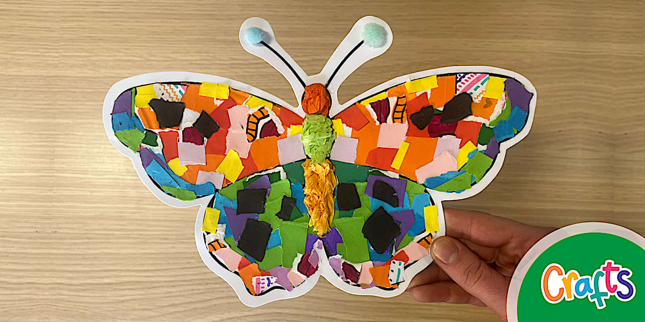 Butterfly Collage Craft (teacher made) - Twinkl