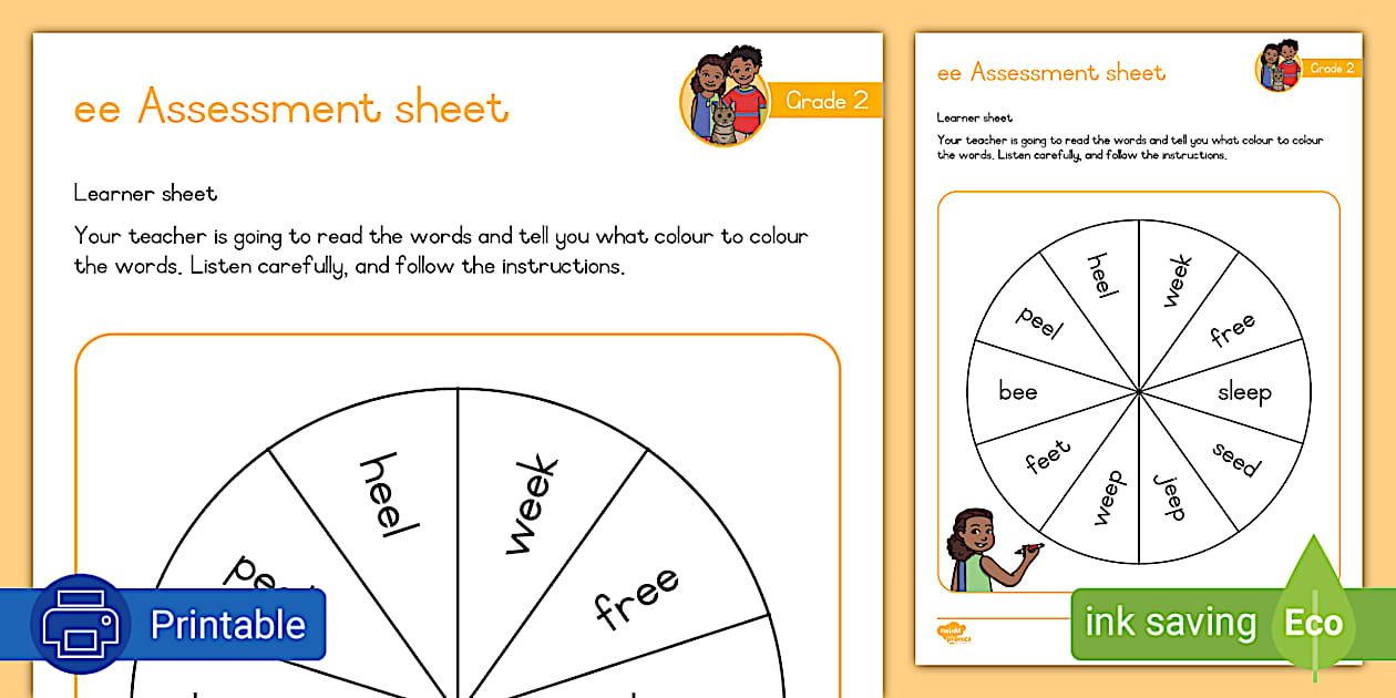 Grade 2 Phonics: ee Assessment Sheet (teacher made) - Twinkl