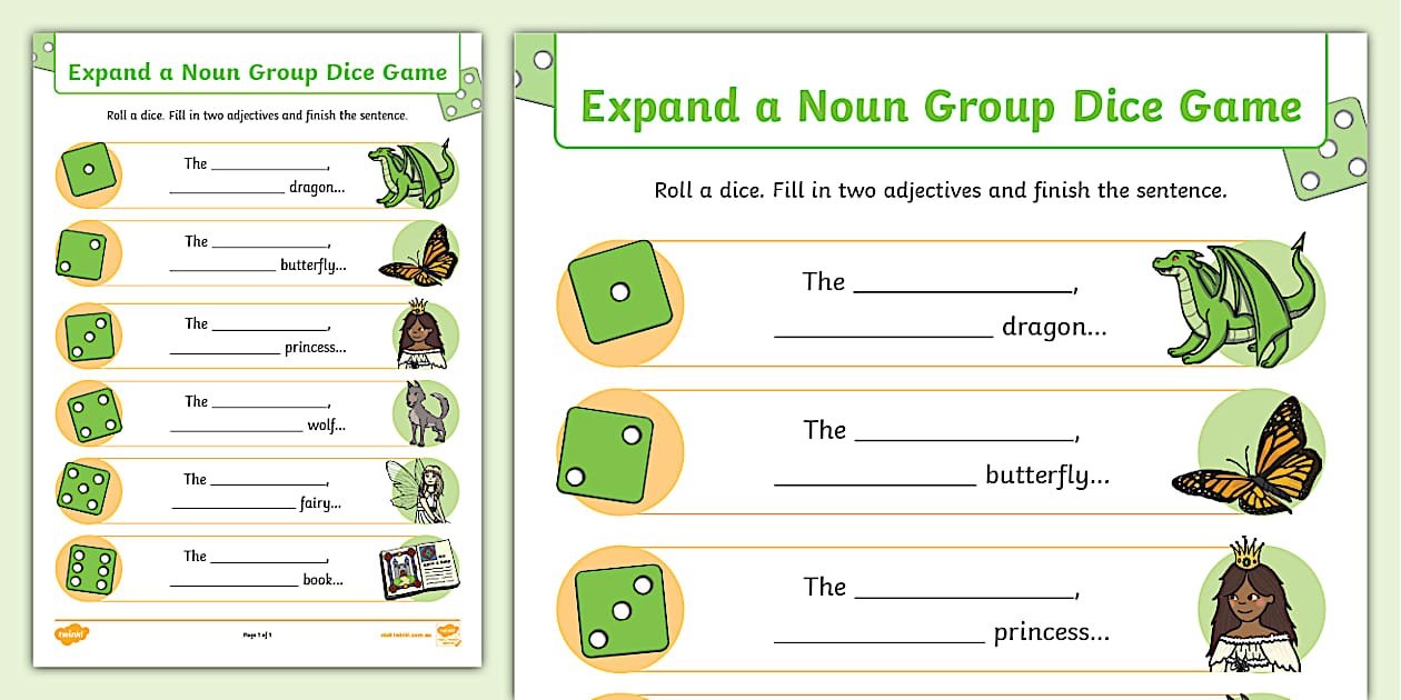 Expand a Noun Group Dice Game (teacher made) - Twinkl