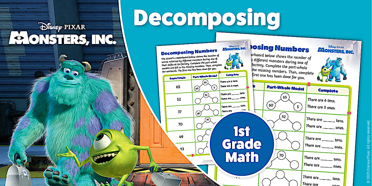 Monsters, Inc.: Tens and Ones Decomposing Worksheets