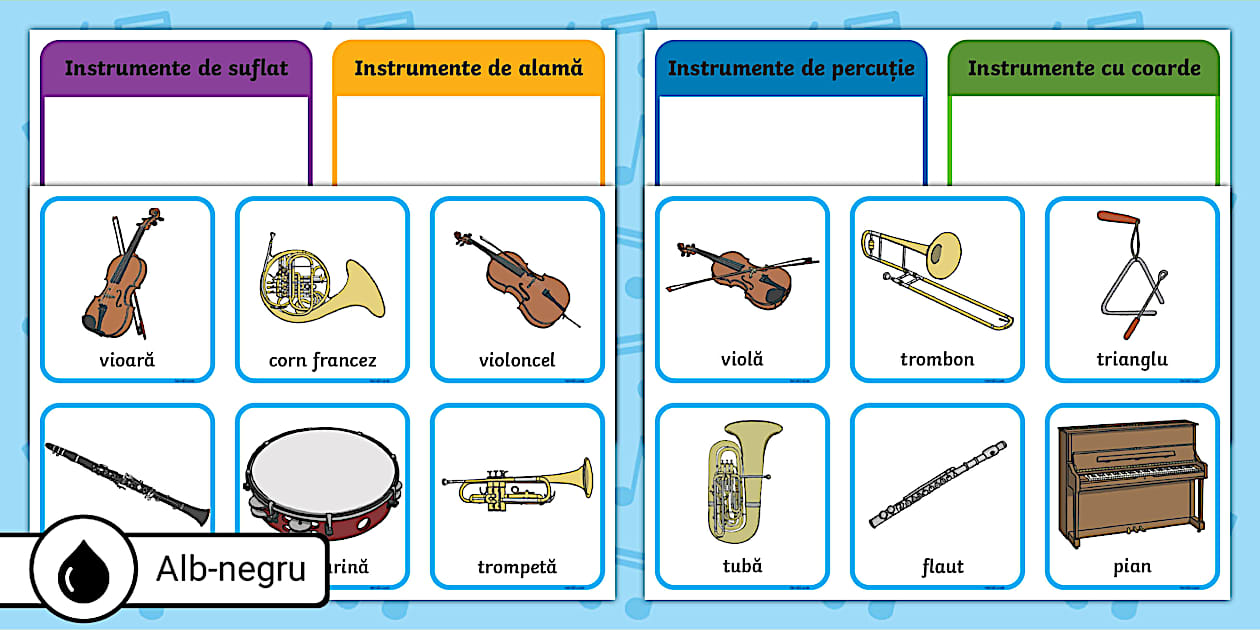 Familii de instrumente muzicale – Activitate de sortare