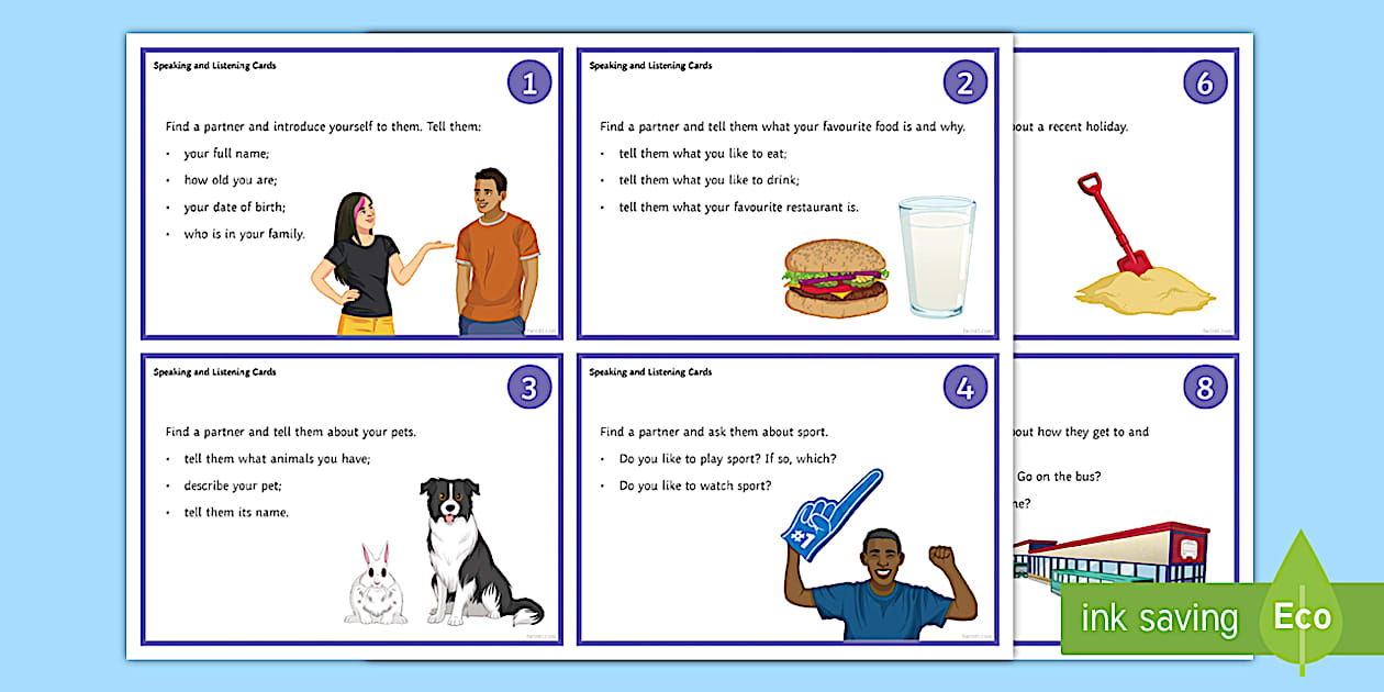 Listening and Speaking Cards Activity | Conversation Cards