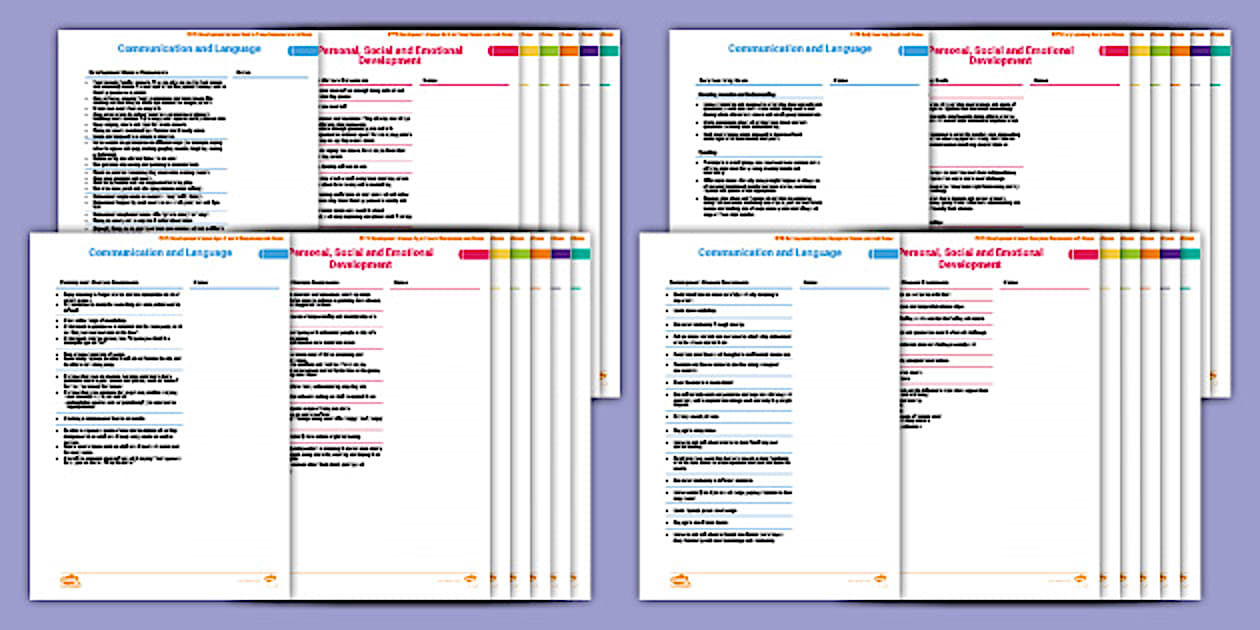 EYFS Development Matters Birth to ELG Statements with Notes