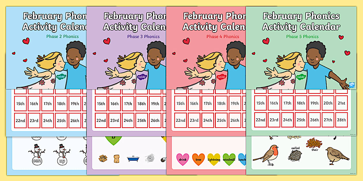 February Phonics Activity Calendar PowerPoint Pack - Twinkl
