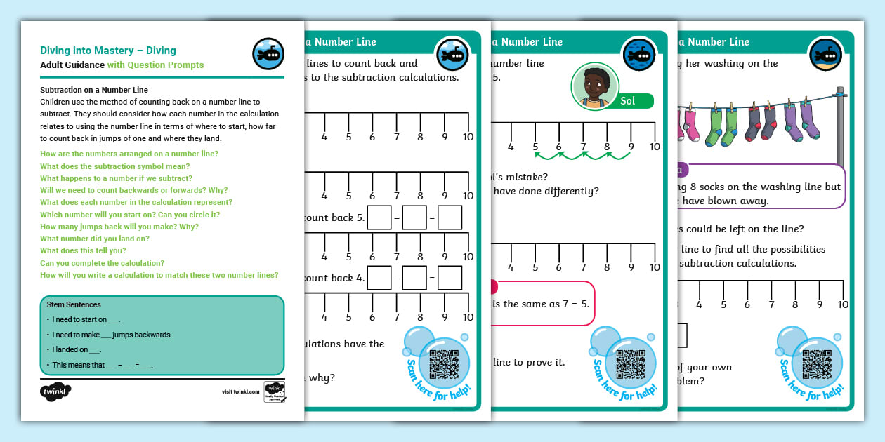 👉 Year 1 DiM: Step 16 Subtraction on a Number Line Activity Cards