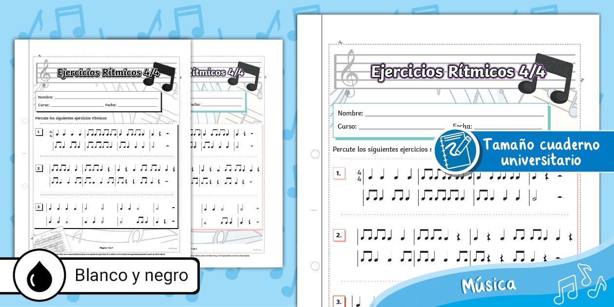 Ejercicios Rítmicos 4/4 | Guia de Trabajo - Twinkl