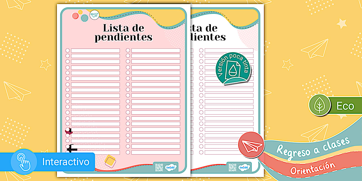 Lista Interactiva de Pendientes | Versión Vivid - Twinkl