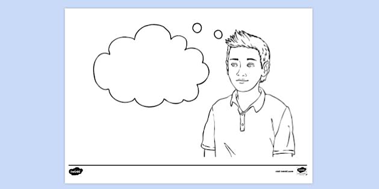 Thought Bubble Pictures Ear Colouring Sheet | Colouring Page
