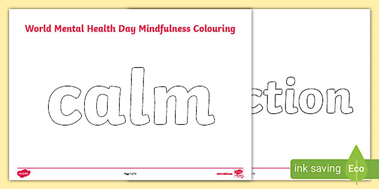 World Mental Health Day Mindfulness Colouring (teacher made)