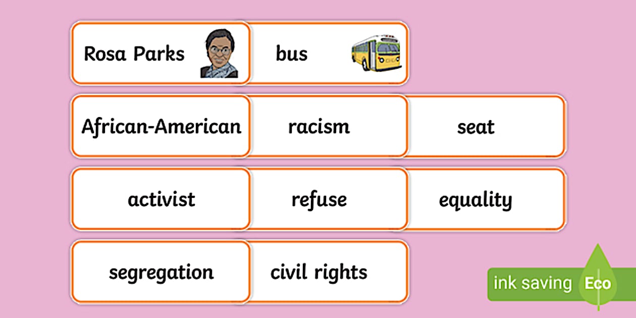 Rosa Parks Word Cards - Civil Rights Movement (teacher made)