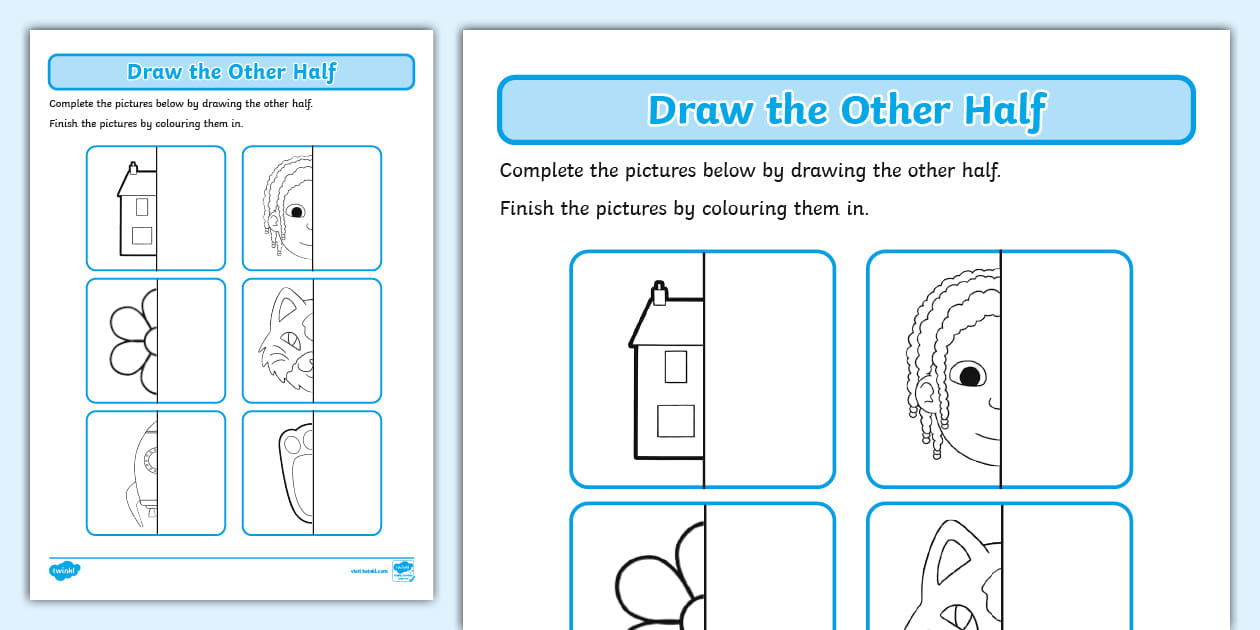 * NEW * Draw The Other Half Worksheet - Twinkl - KS1