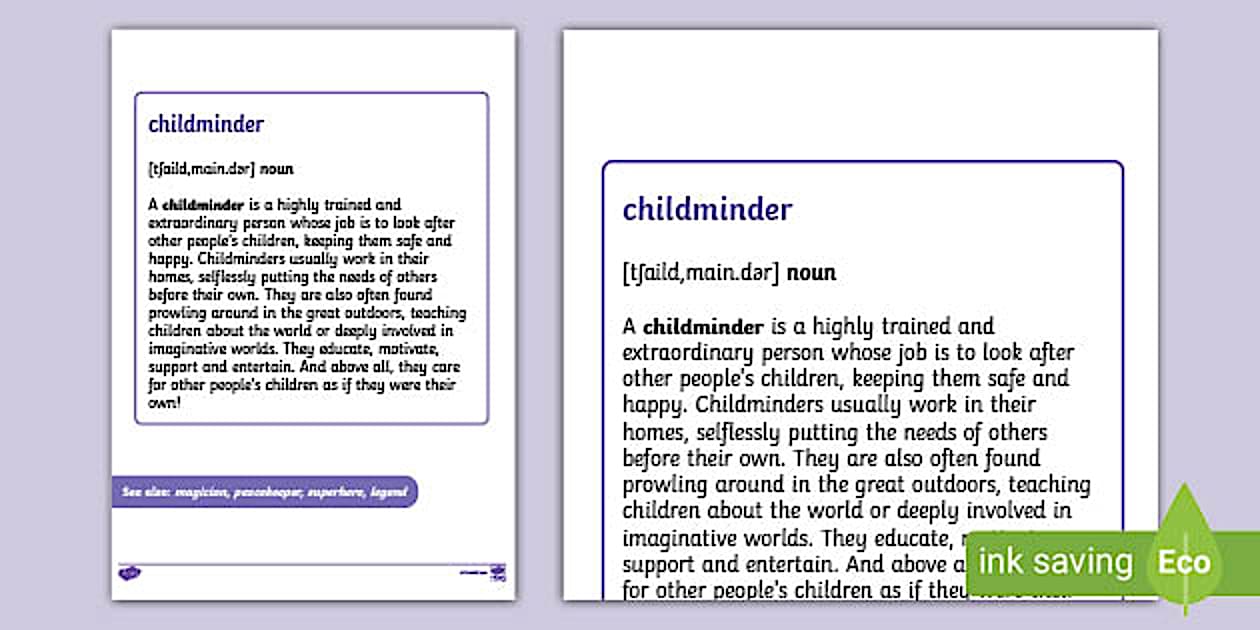 Childminder Definition Inspirational Poster (Teacher-Made)