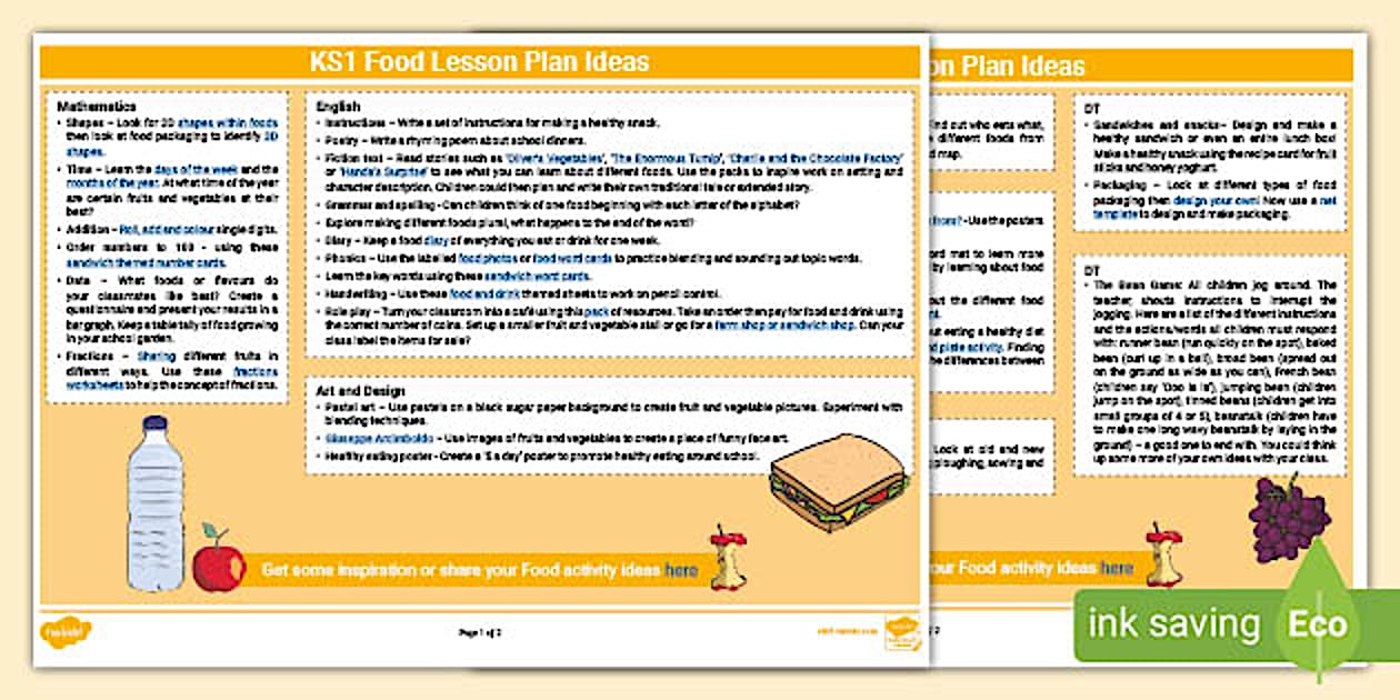Editable Food KS1 Lesson Plan Ideas (teacher made) - Twinkl