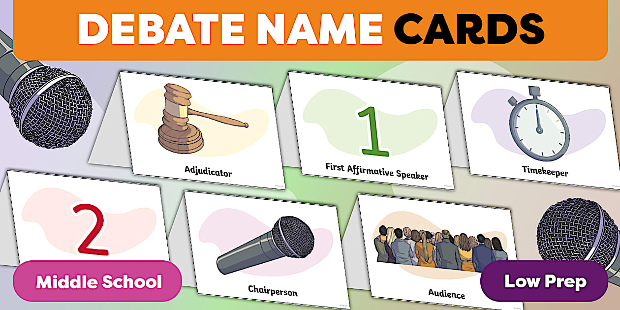 Debate Role Name Cards for 6th-8th Grade - Twinkl