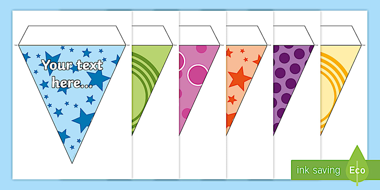 👉 Editable Patterned Kids Bunting | Bunting Template