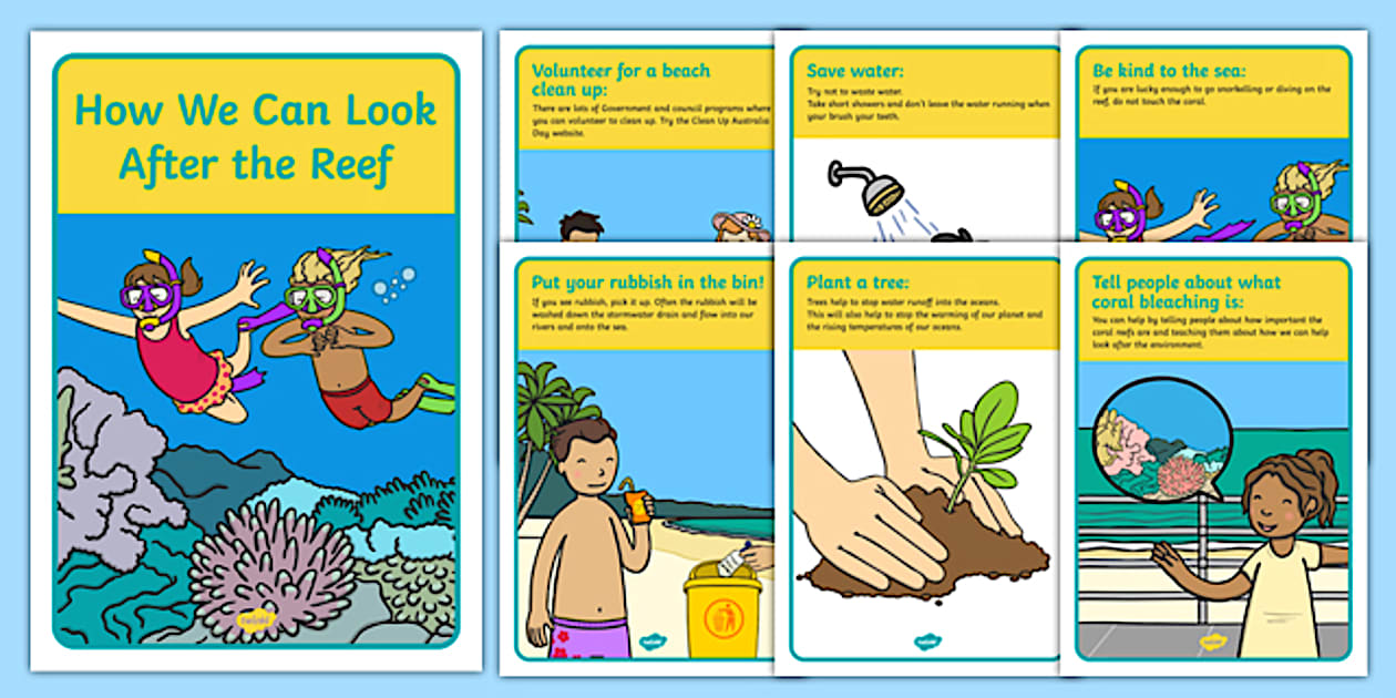 Cursive How We Can Look After the Reef Posters - Twinkl