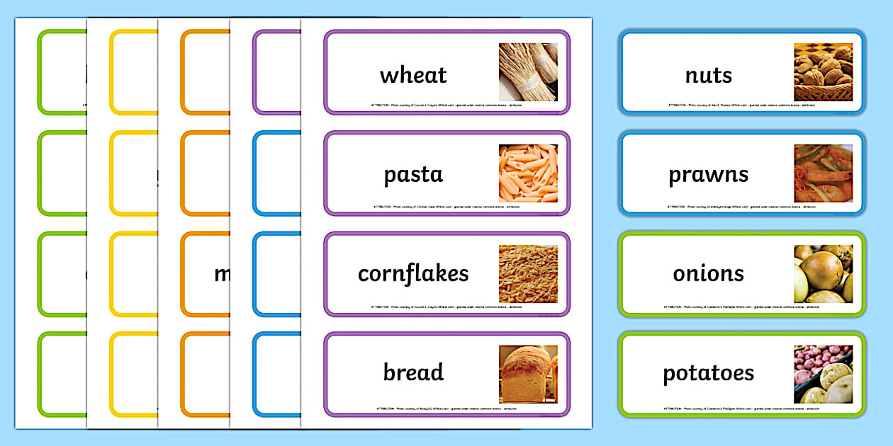 Cursive Food Groups Photo Word Cards (teacher made) - Twinkl