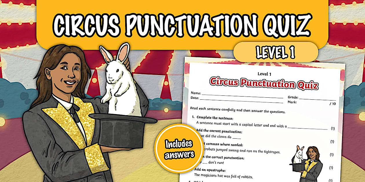 IP English Circus Punctuation Quiz Level 1 Quiz (CAPS)