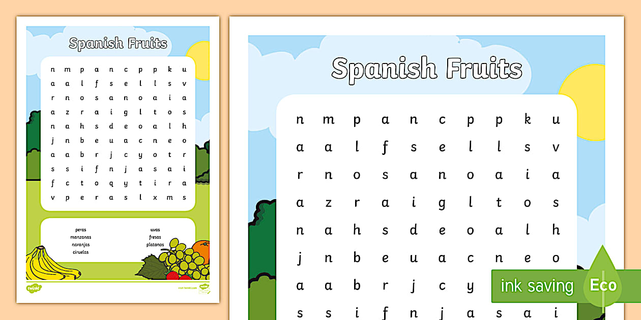 Spanish Fruits Word Search (teacher made) - Twinkl