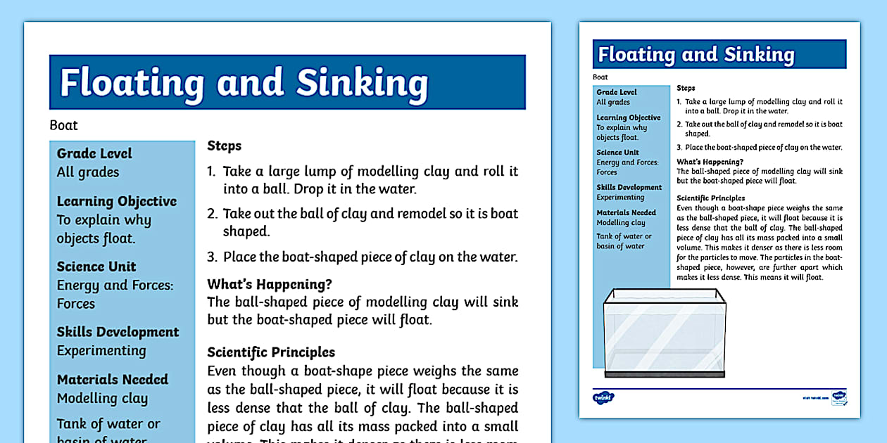 Boats Science Experiment (teacher made) - Twinkl