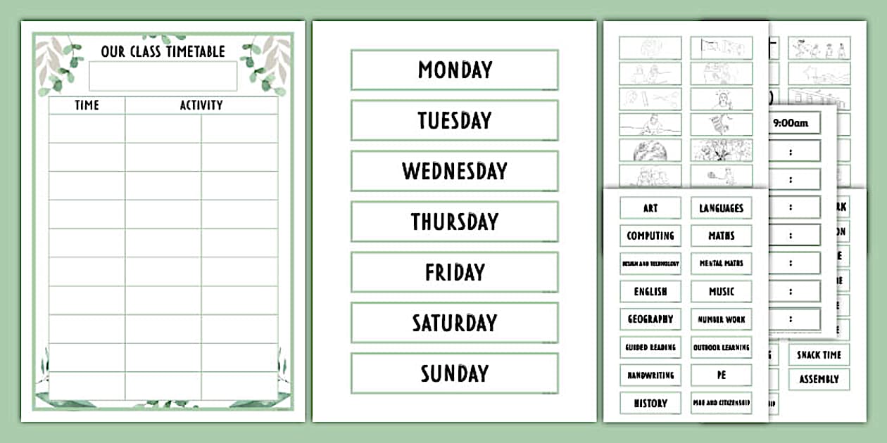 Botanical-Themed Visual Timetable Poster (teacher made)