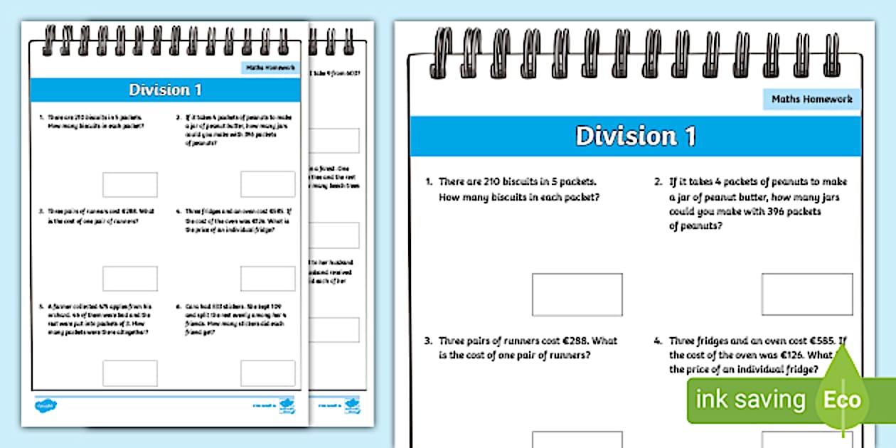 Maths Homework - Division 1 (Teacher-Made) - Twinkl
