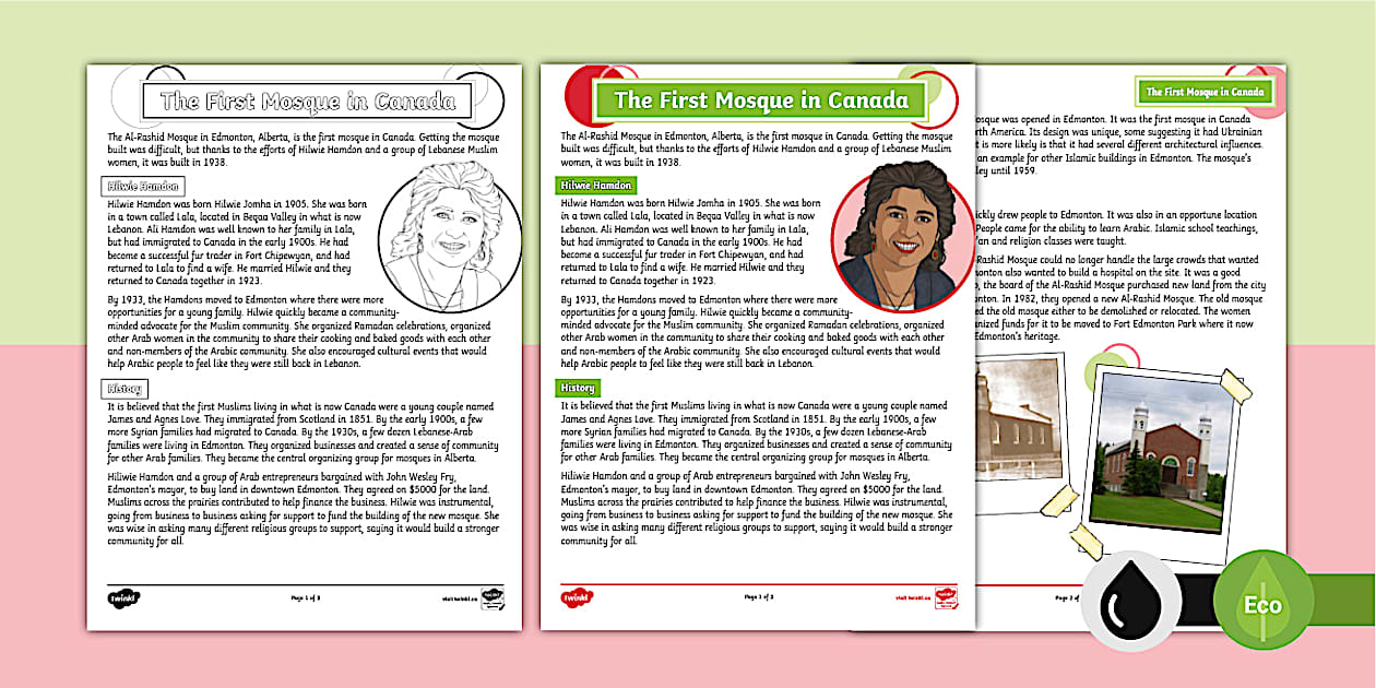 The First Mosque in Canada Reading Comprehension - Twinkl