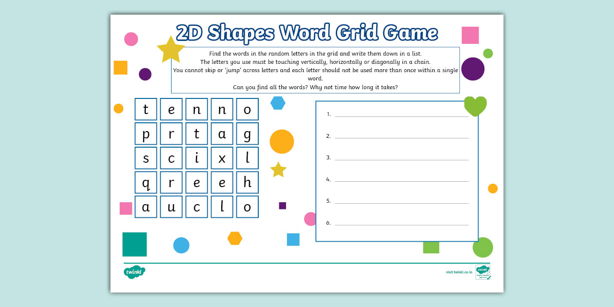 2D Shapes Word Grid Game (teacher made) - Twinkl