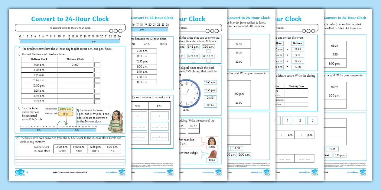 👉 Convert to 24-Hour Clock Differentiated Maths Worksheets