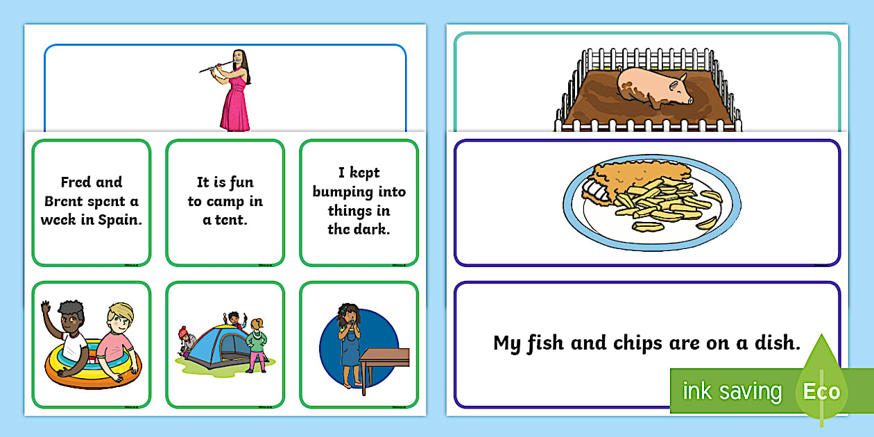 Phase 2 - 5 Sentences and Pictures Matching Cards Resource Bumper Resource