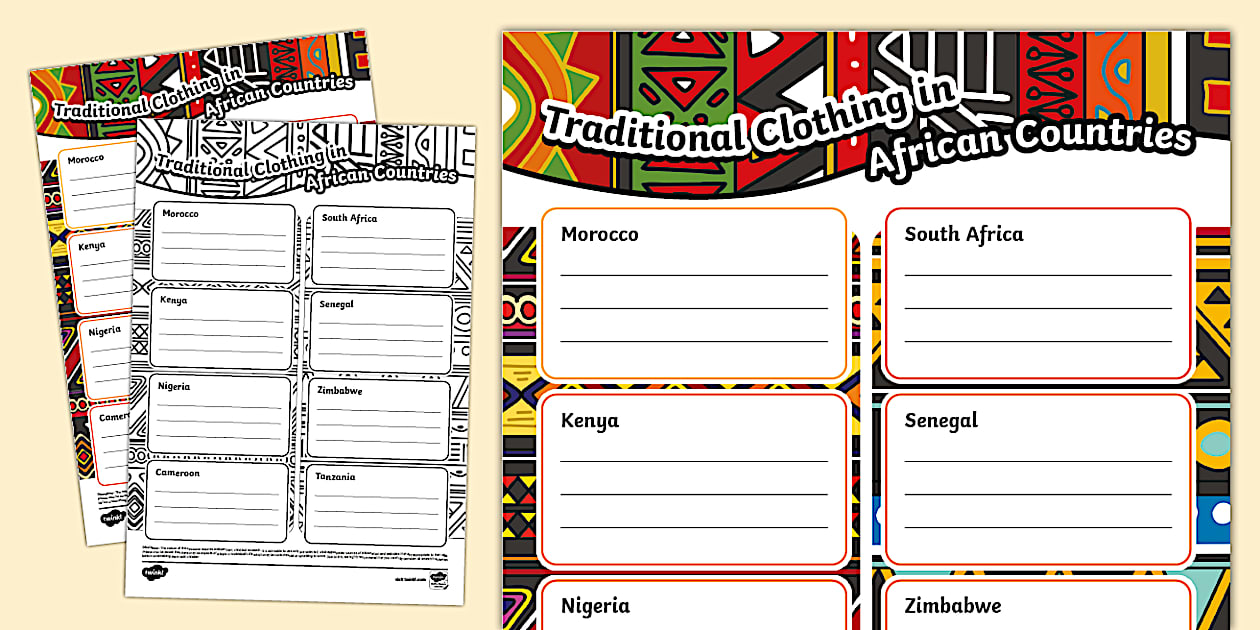 Traditional Clothing in African Countries Fact File Template