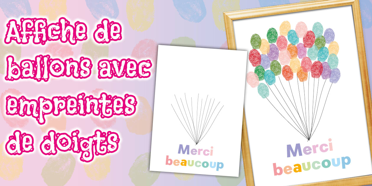 Affiche modifiable - ballons avec empreintes de doigts