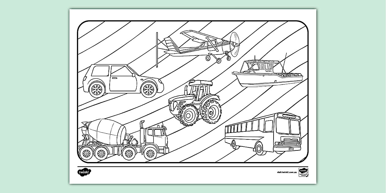 Vehicle Themed Mindfulness Colouring Sheet - Twinkl