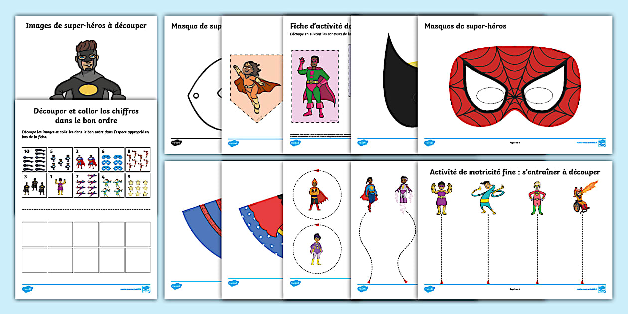 Activités de découpage sur le thème des superhéros
