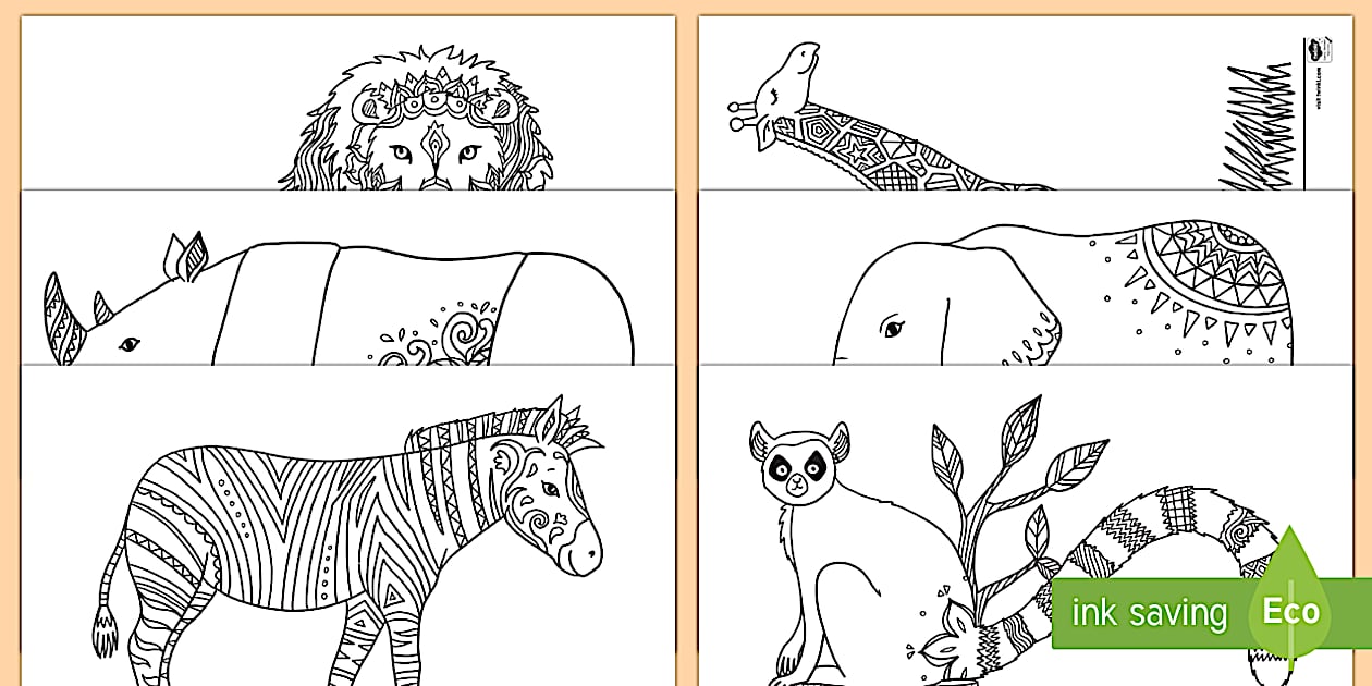 Zoo Mindfulness Colouring Sheets - ESL Zoo Colouring Page