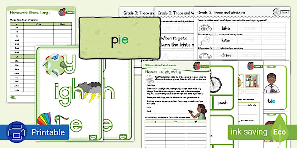 Grade 3 Phonics Pack i-e, igh, y