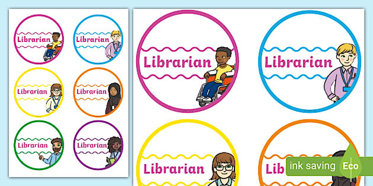 Editable Librarian Role Play Badges (teacher made) - Twinkl