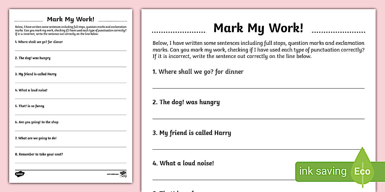 Mark My Work! Demarcating Sentences Activity, Punctuation