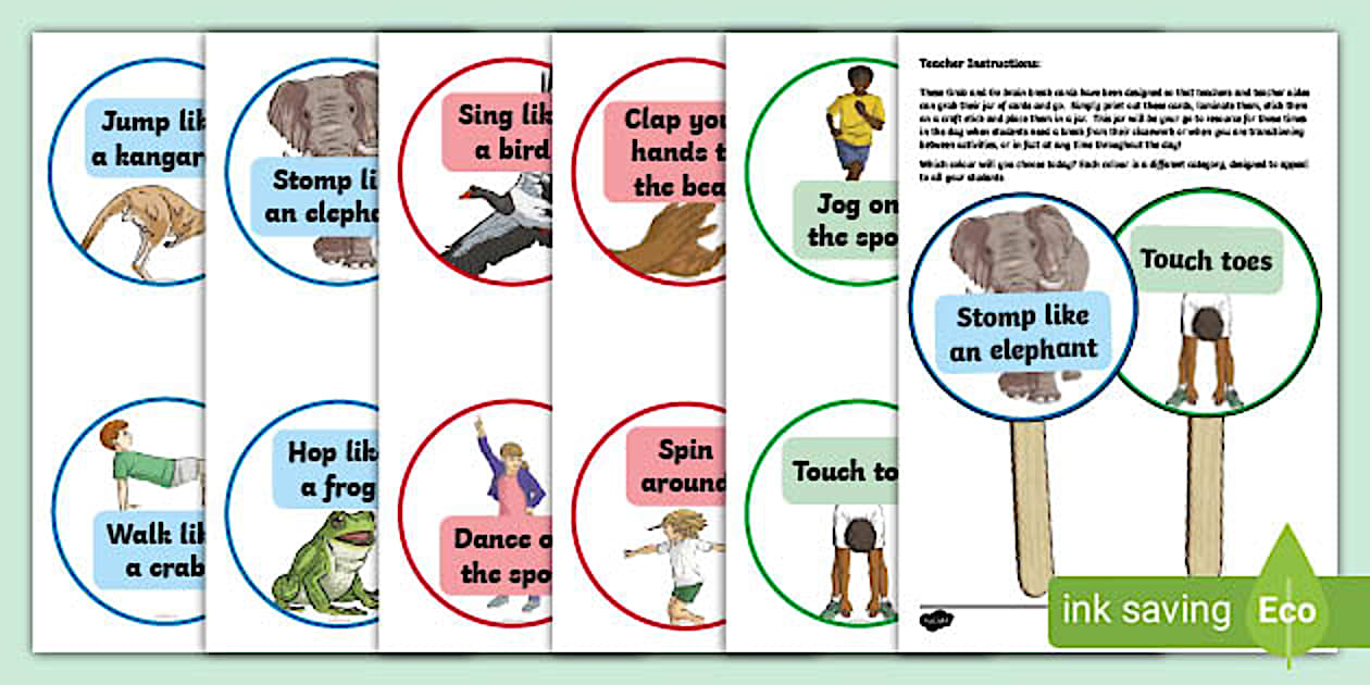 Editable Grab and Go Brain Break Cards (teacher made)