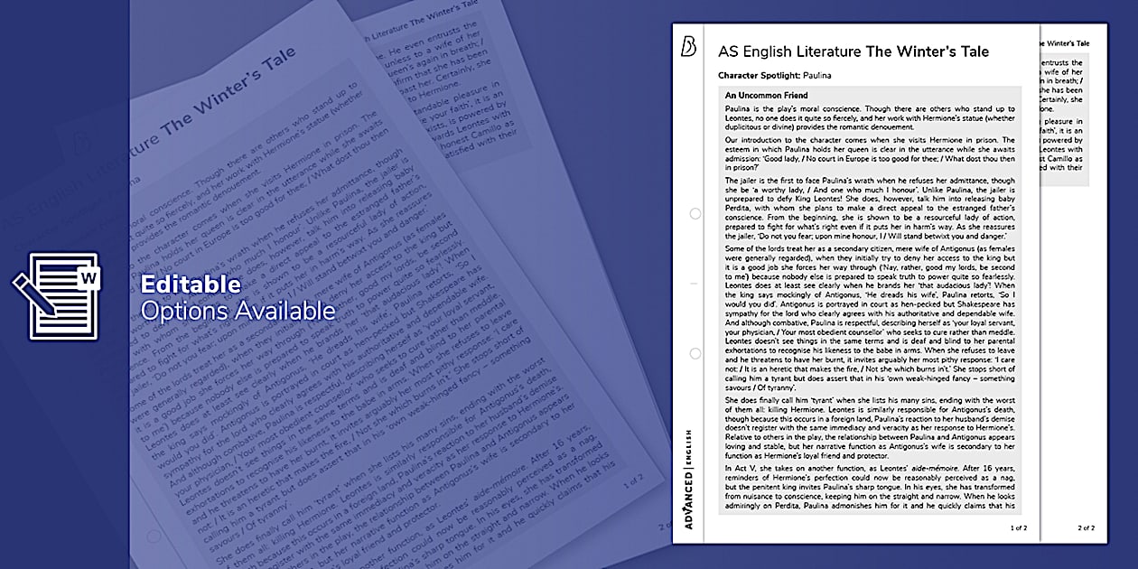 The Winter's Tale: Character Spotlight - Paulina - Twinkl