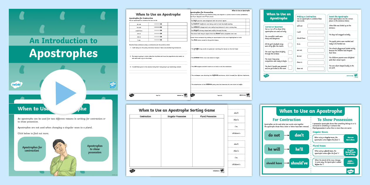 When to Use an Apostrophe Resource Pack - Twinkl